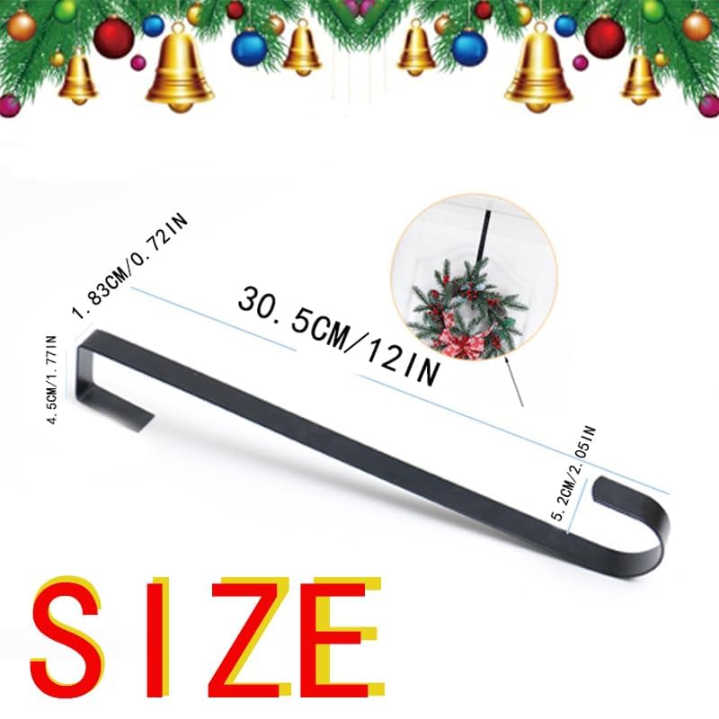 Thsinde Wreath Hanger for Front Door 15",Long Metal Autumn Xmas Wreath Hooks,Black