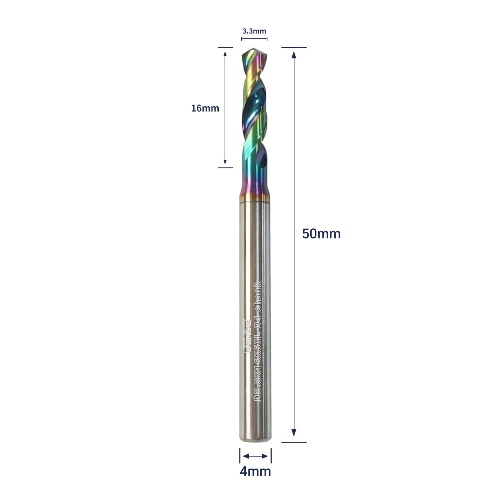 WEXWE Tools DLC Carbide Drill Mill, 1mm,1.5mm,2mm,3mm,4mm,5 Size Set, 50mm Overall Length,D4mm Shank. Diamond-Like Coating, Copper, Magnesium Alloys, Composite Materials (D1/1.5/2/3/4-5pcs)