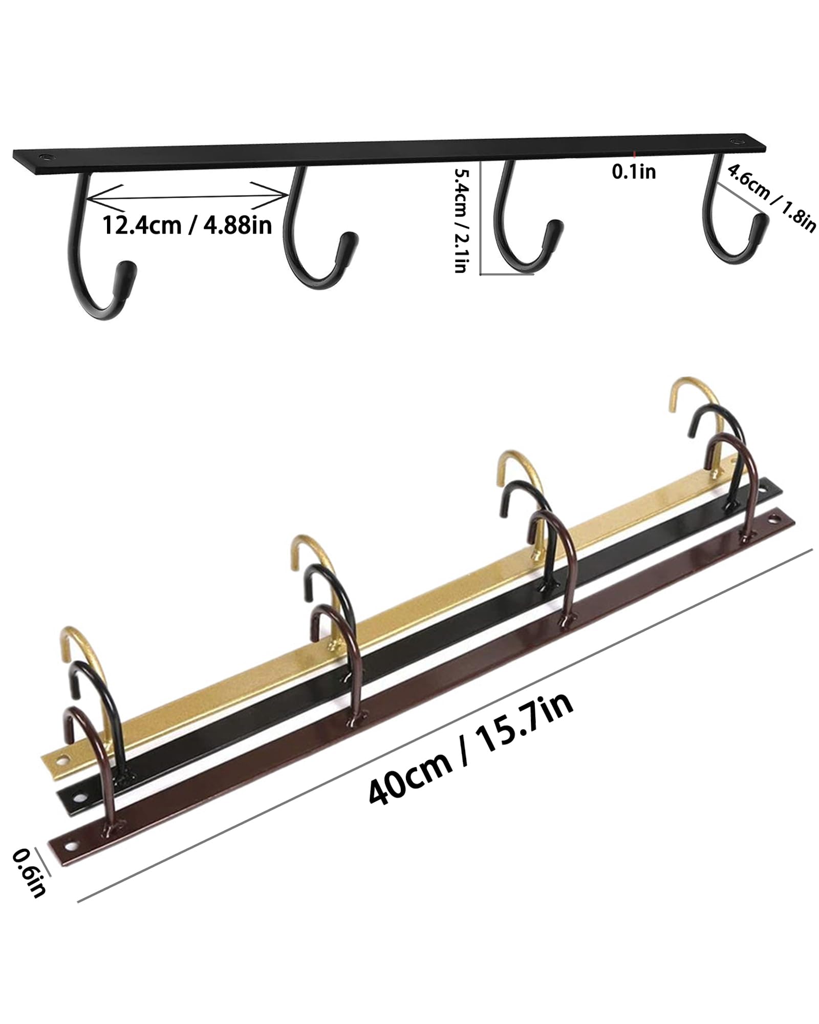 YQBOOM Mug Hanger Under Cabinet 3 Pcs Iron Mug Rack Wall Mounted Coffee Cup Hanging Rack Mug Storage Organizer for Kitchen Dining Bar Bronze