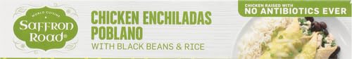 Saffron Road Chicken Enchiladas Poblano with Black Beans and Rice Frozen Dinner, 10oz - Antibiotic Free, Gluten Free, Halal