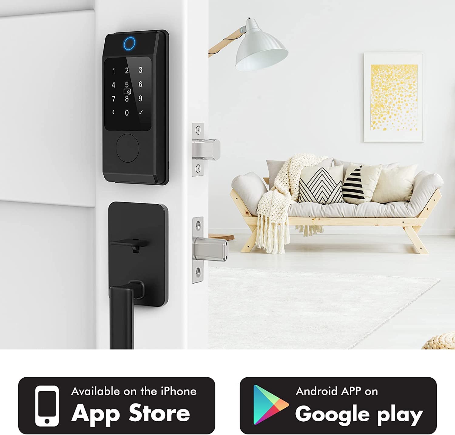 Smart Locks for Front Door, Miuedo Electronic Fingerprint Door Locks with Keypads, Wi-Fi & Bluetooth Electronic Deadbolt, Touchscreen Keypad, App Control, Ekeys Sharing, Auto Lock for Homes and Hotel