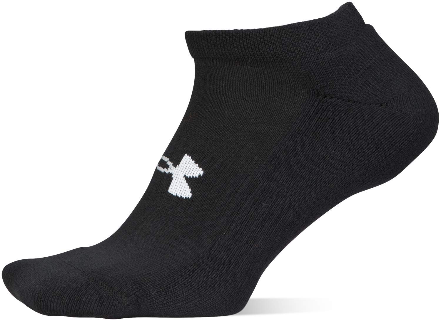 Under Armour Train No Show Socks, 2-pair, Black, Shoe Size: Mens 4-8, Womens 6-9