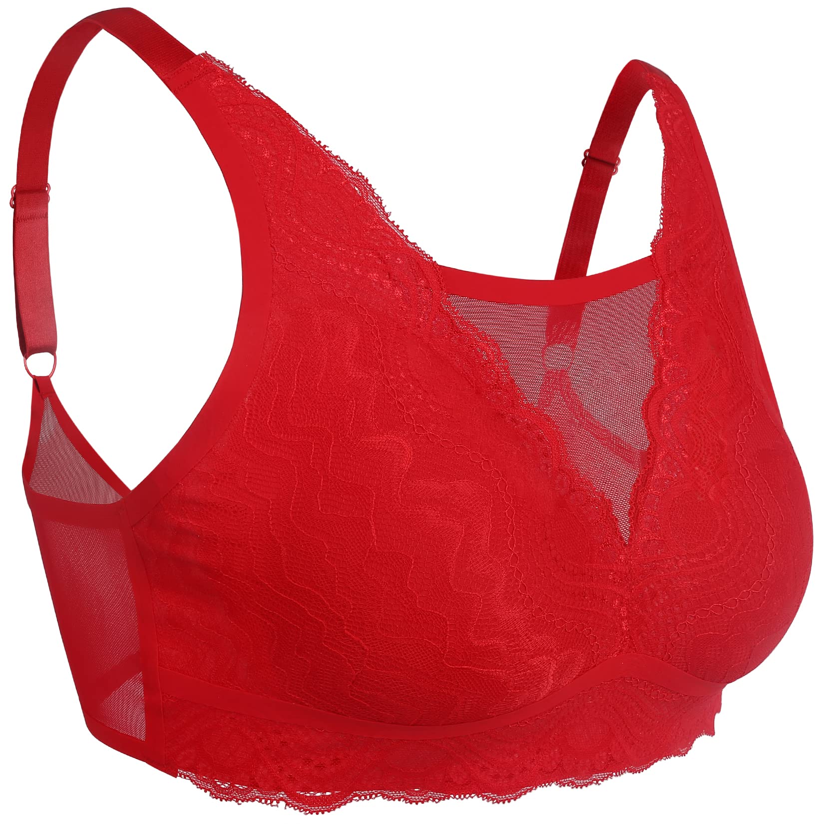Vollence Mastectomy Bra with Pockets for Silicone Breast Forms Prosthesis Women Everyday Bra Red