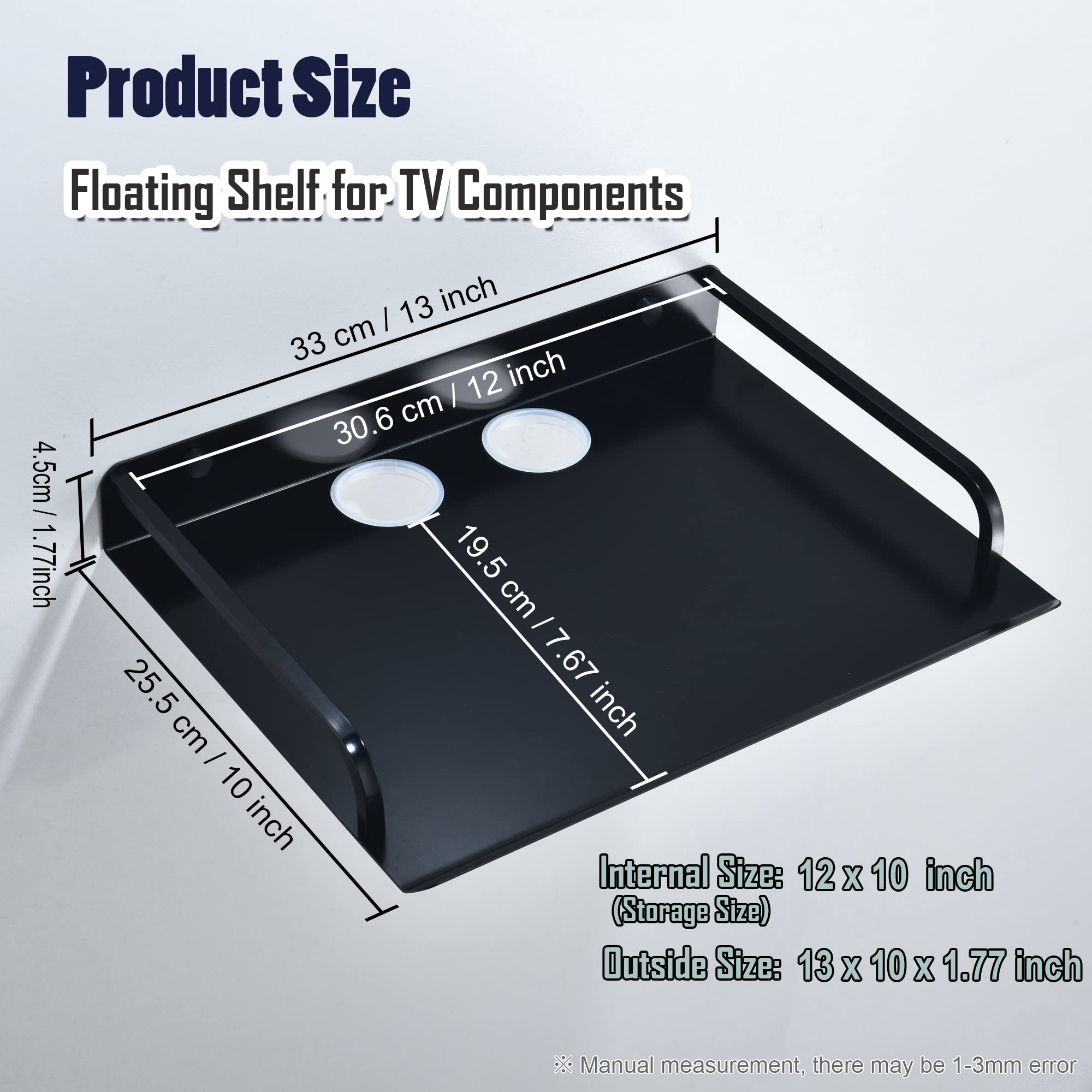 Vimqual Floating Shelf for Tv Components, Projector Shelf Wall Mounted Router Metal Shelf Bracket Entertainment Center Shelves for Cable Boxes, DVD Player, Games Consoles, TV Box (1 PCS)