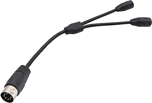 zdyCGTime 7 Pin Din Splitter Cable,DIN 7-Pin Splitter Y Adapter MIDI Cable 7- Pin Plug Male to 2 DIN Female Jack Adapter Y Lead for Bang Olufsen Naim Quad Stereo Systems (30cm/1ft) (7pin)