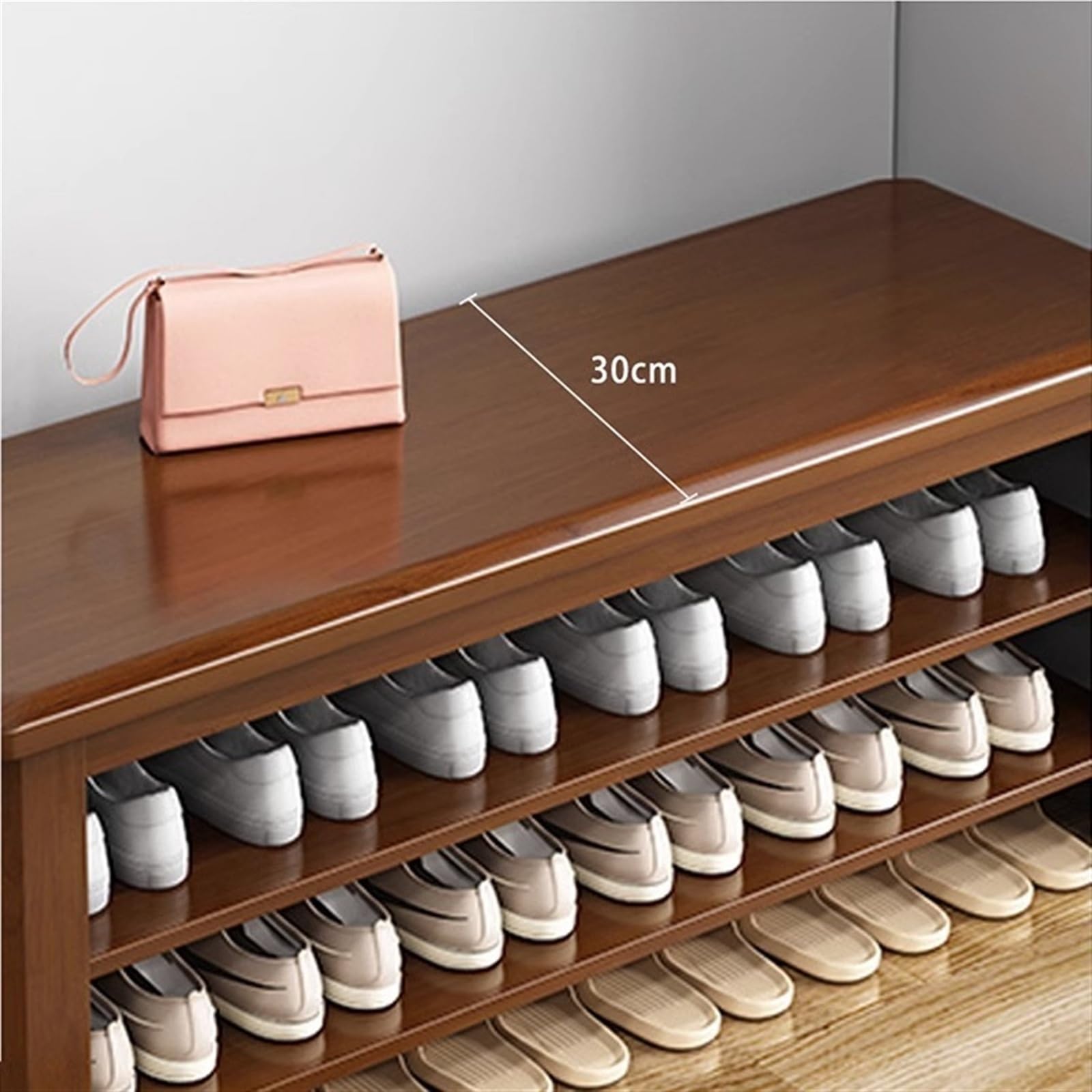 Shoes Rack 2/3-Tier Shoe Bench, Rustic Solid Wooden Shoe Organizer, Adjustable Entryway Storage Bench, Foyer Bench, Shoe Rack Bench Holds Up to 550 lbs Shoe Shelf (Size : 3-Layers 120cm)