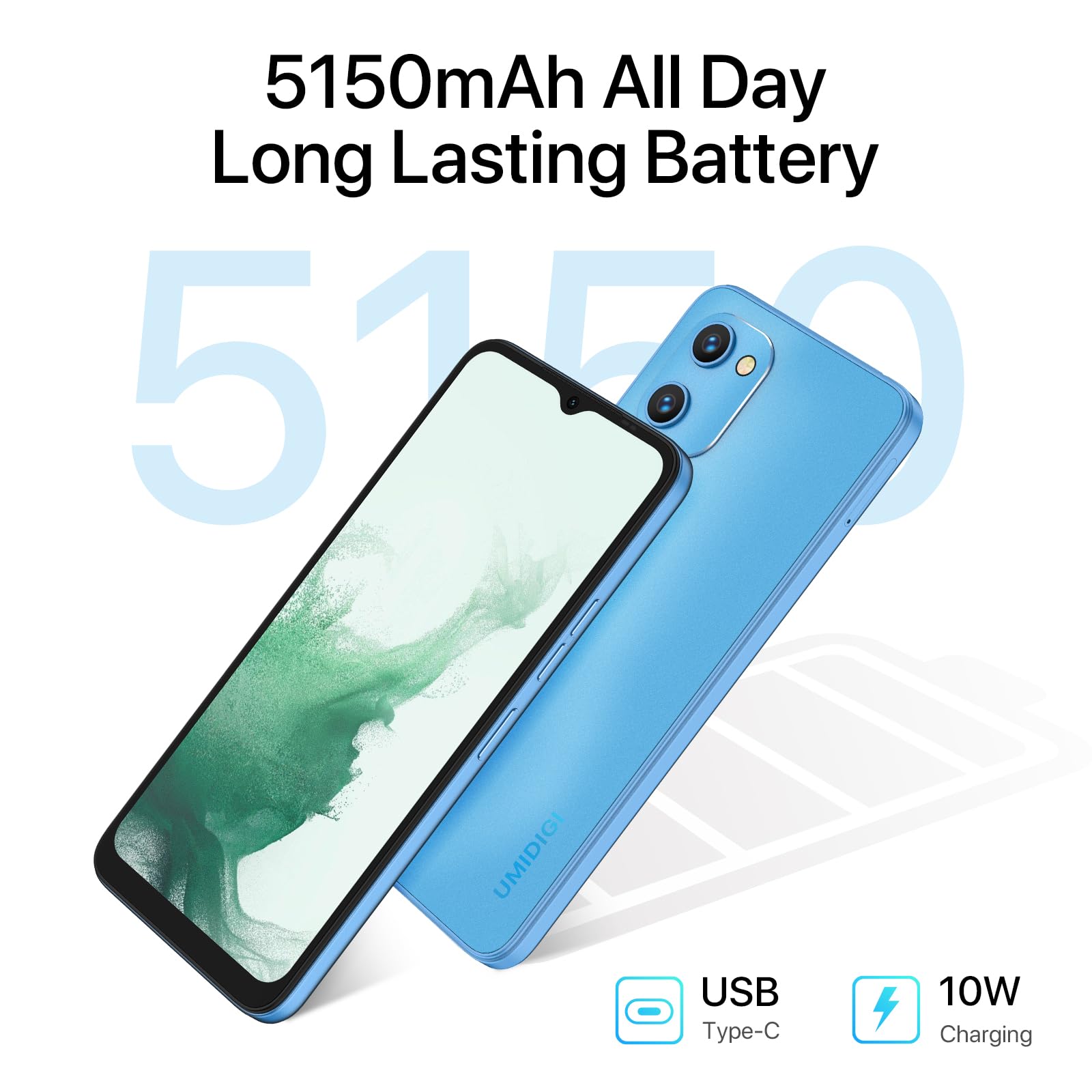UMIDIGI Cell Phone G1 Plus, Android 13 Smart Phone, Dual SIM 4G LTE Mobile Phones, 3GB+32GB & 1TB Expandable Android Phone, 6.52" HD+, 5150mAh Battery, GSM Unlocked