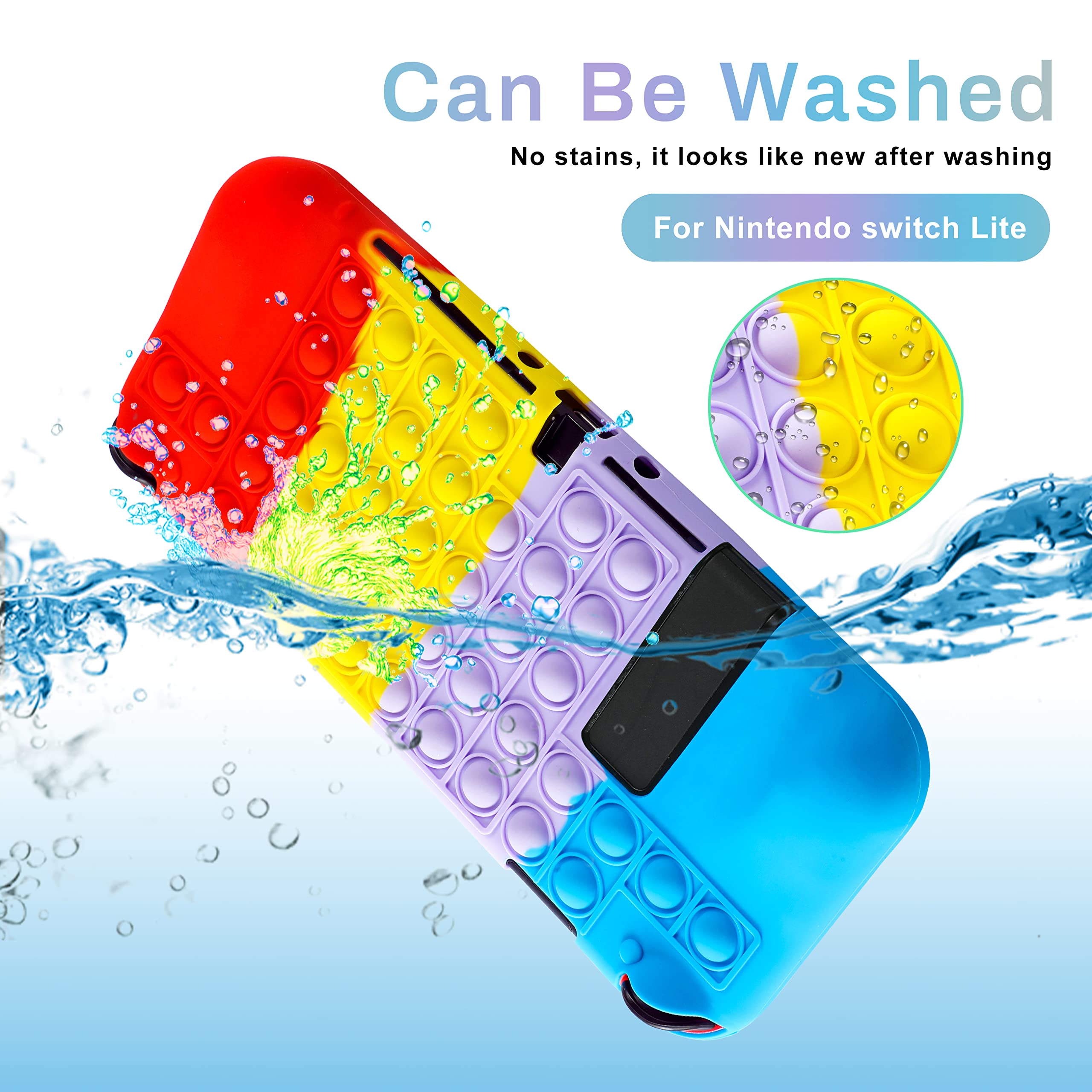 WowChic for Nintendo Switch Silicone Bubble Case Cute Kawaii Funny Design for Kids Girls Boys Teen Switch Controller Controllers Cases Carrying Travel Protective Cover for Nintendo Switch (Blue Red)