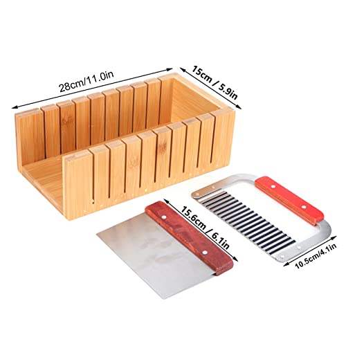 Soap Cutter, Soap Cutting Box with Straight Wavy Stainless Steel Knife, Sturdy Durable Wooden Soap Making Kit for Cutting Cakes Muffin Biscuits