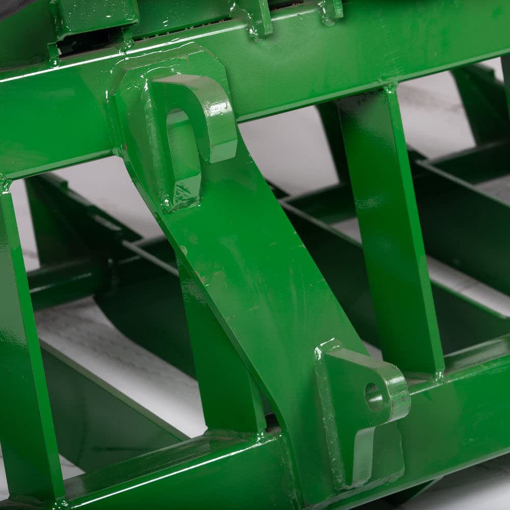 Titan Attachments 84in Global Euro Root Grapple Bucket Attachment Fits John Deere Tractors, Dual 3,000 PSI Hydraulic Cylinder, Green Finish, Serrated Leading Edge Bottom Teeth