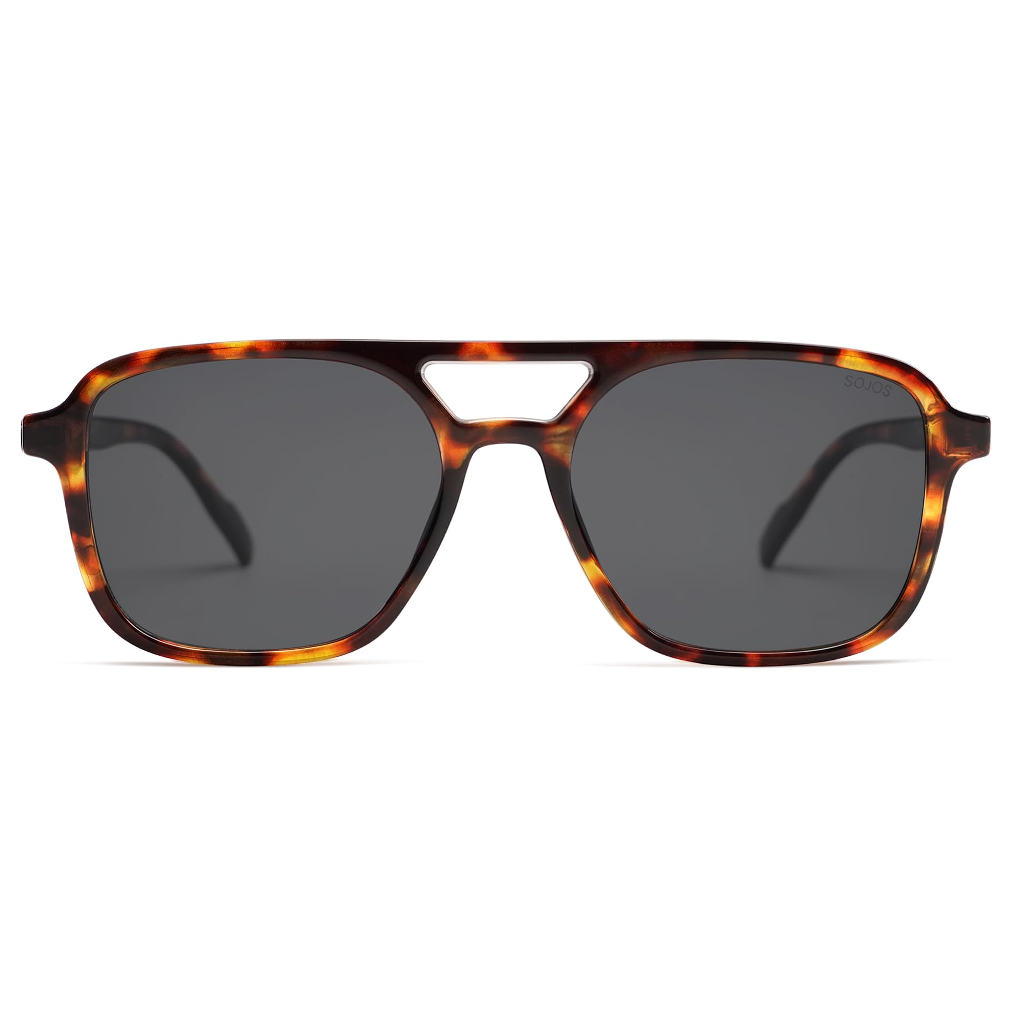 SOJOS Retro Aviator Sunglasses for Women Men,Trendy Rectangle Womens Mens Shades Sun Glasses SJ2202 Tortoise Single Grey