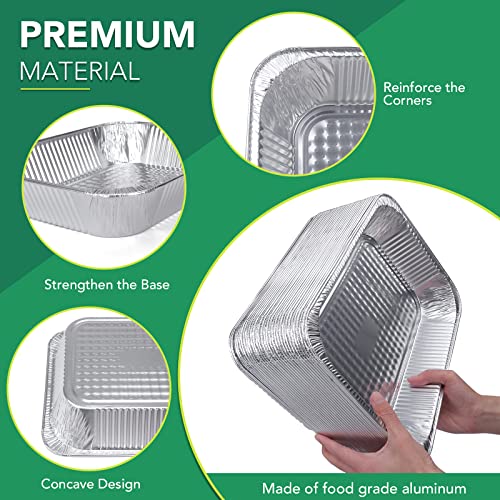 ZENOWICK Aluminum Pans,Disposable Foil Pans-9"x13" Half Size Deep Steam Table Pans 35 PCS,Tin Foil Pans Great for Baking,Prepping Food Cooking, Heating, Storing