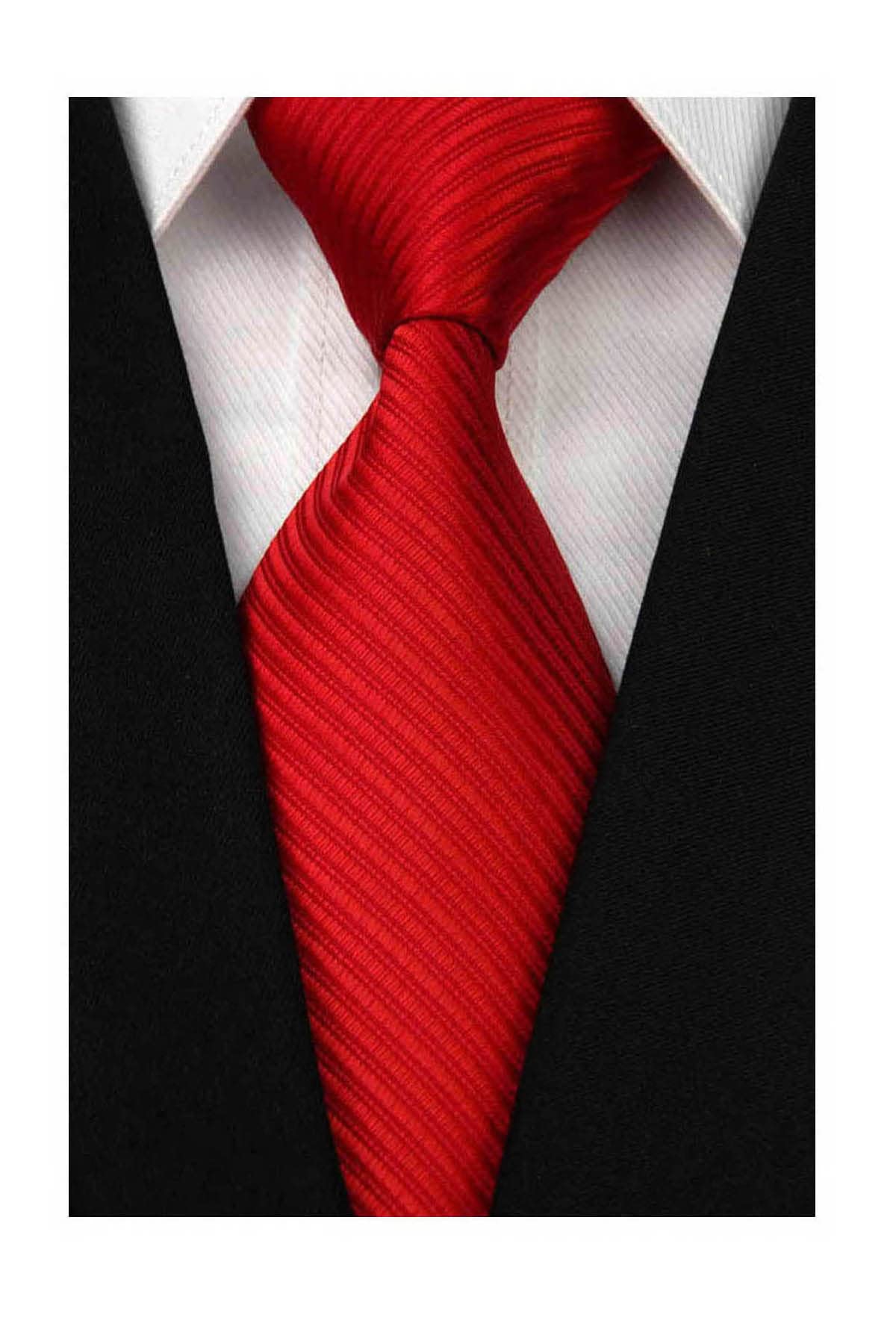 Wehug Men's Classic Solid Tie Silk Woven Necktie Jacquard Neck Red Ties For Men LD0050
