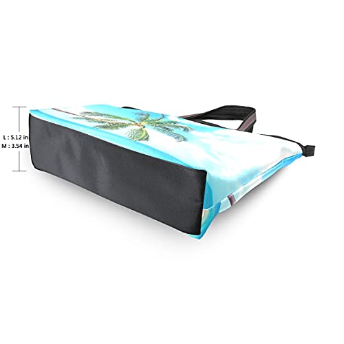 Zipper Tote Bag Lightweight Shoulder Handbag for WomenTropical Beach Palm Summer Long Top Beach Bags for Work Shopping Travel School,L