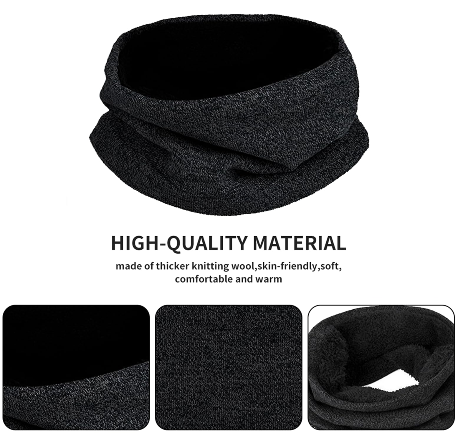 Winter Beanie Hats Scarf Touchscreen Gloves Set for Men Women Thick Beanies Skull Cap Neck Warmer with Warm Knit Fleece Lined