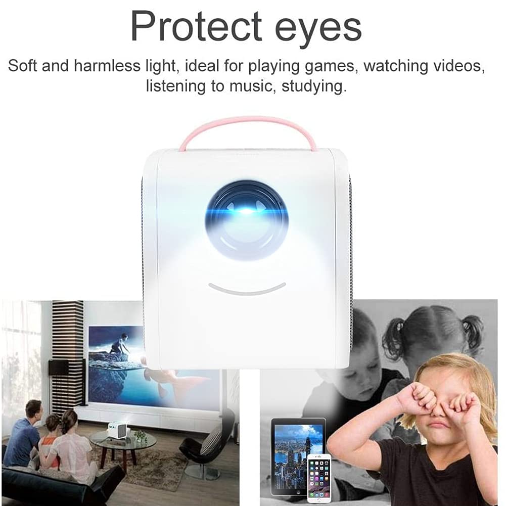 Wendry Projector,Mini LED Projector,Children Education Projector,Portable HD LED HDMI Projector,Home Theater Children's Gift,for Courtyard, Travel,Camping, etc.(Pink US)