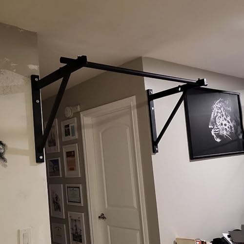 Titan Fitness Adjustable Depth 52" Wall Mounted Pull Up Bar, 14" or 22" from Wall, Rated 400 LB, Home or Garage Gym Chin Up Workout Training Station, Upper Body Workout