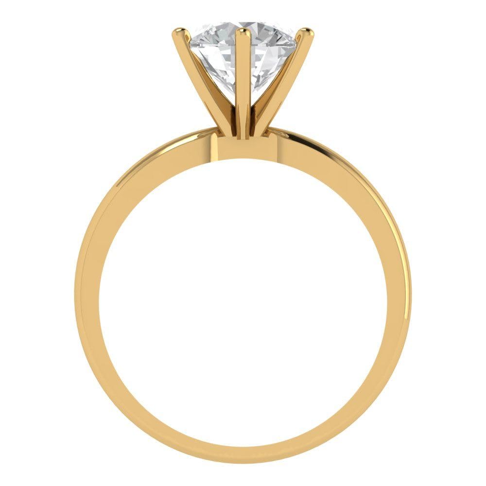 Yellow 14k Gold Solitaire Statement anniversary Engagement Promise Bridal Ring 2 Ct Round Cut Clear Simulated Diamond Sz 6.5