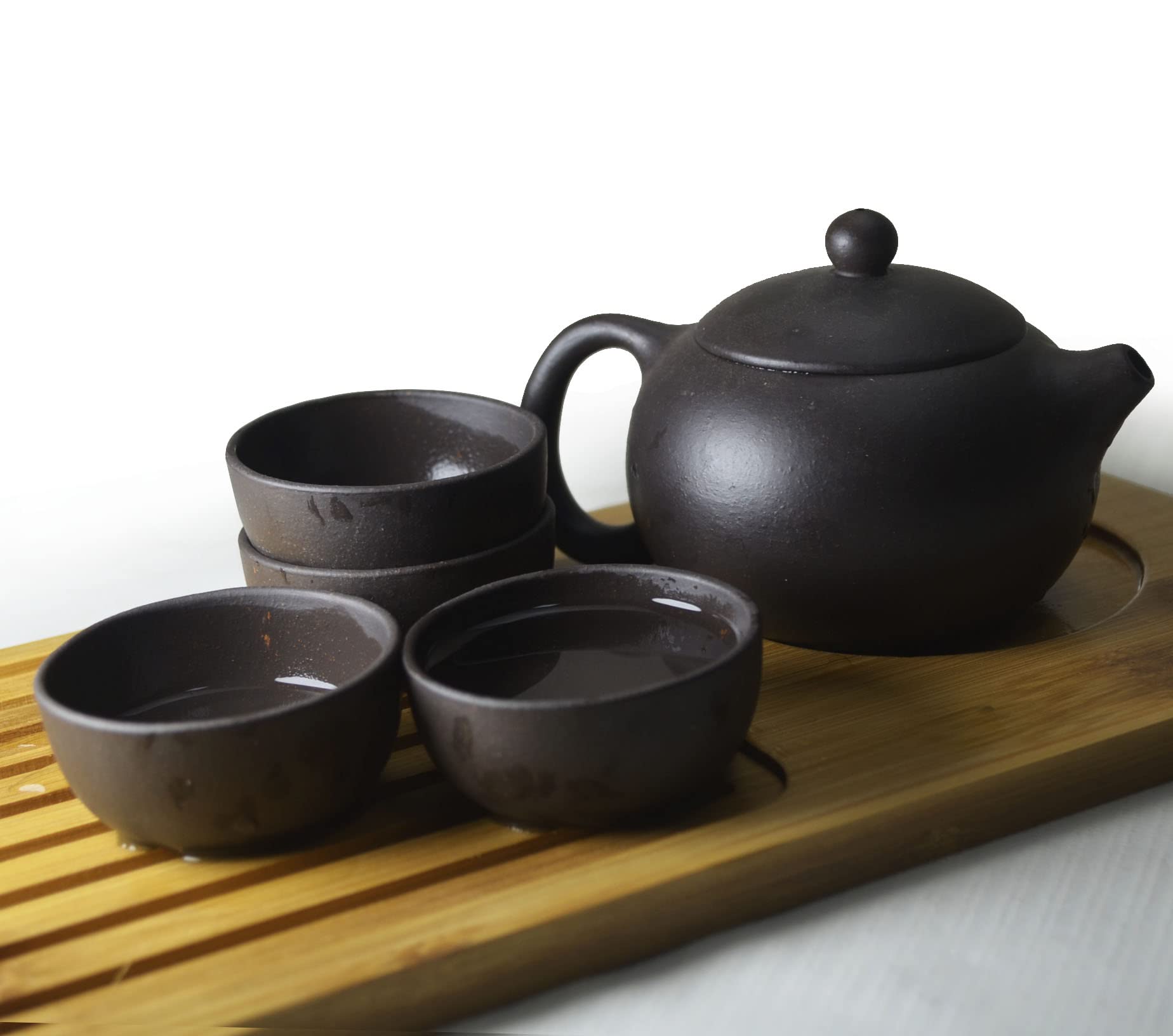 YXHUPOT Teacup 4pcs Chinese Clay Genuine Black Heijingang Gongfu Tea Cups Little Mini (black)