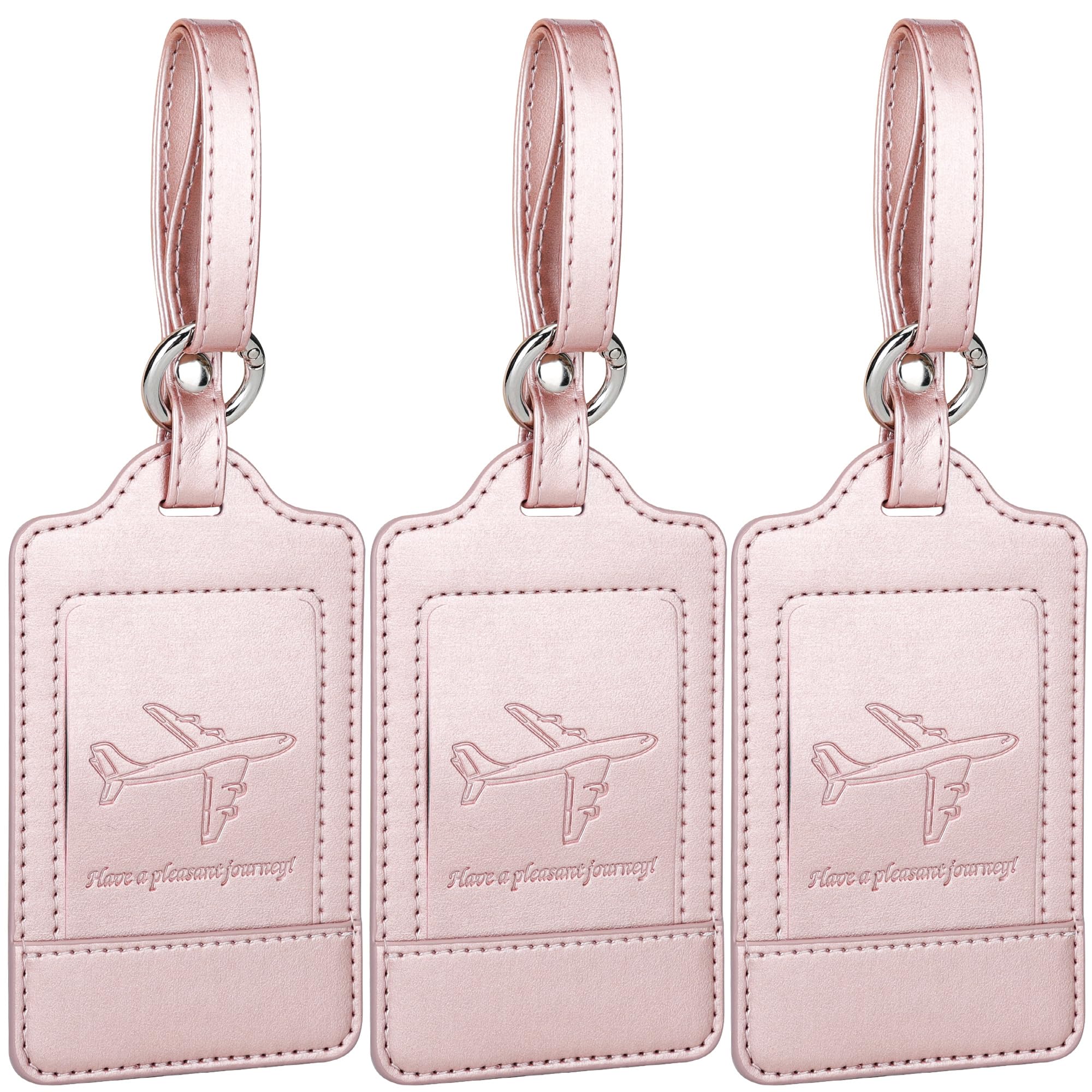 Teskyer Luggage Tags, 3 Pack Premium PU Leather Luggage Tags Privacy Protection Travel Bag Labels Suitcase Tags