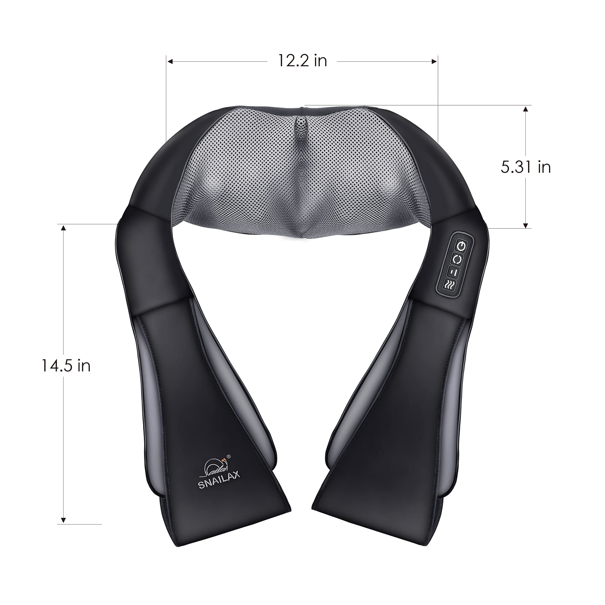 Snailax Cordless Massager - Shiatsu Neck and Shoulder Massager with Heat, Portable, Lumbar, Foot Electric Massage Pillow