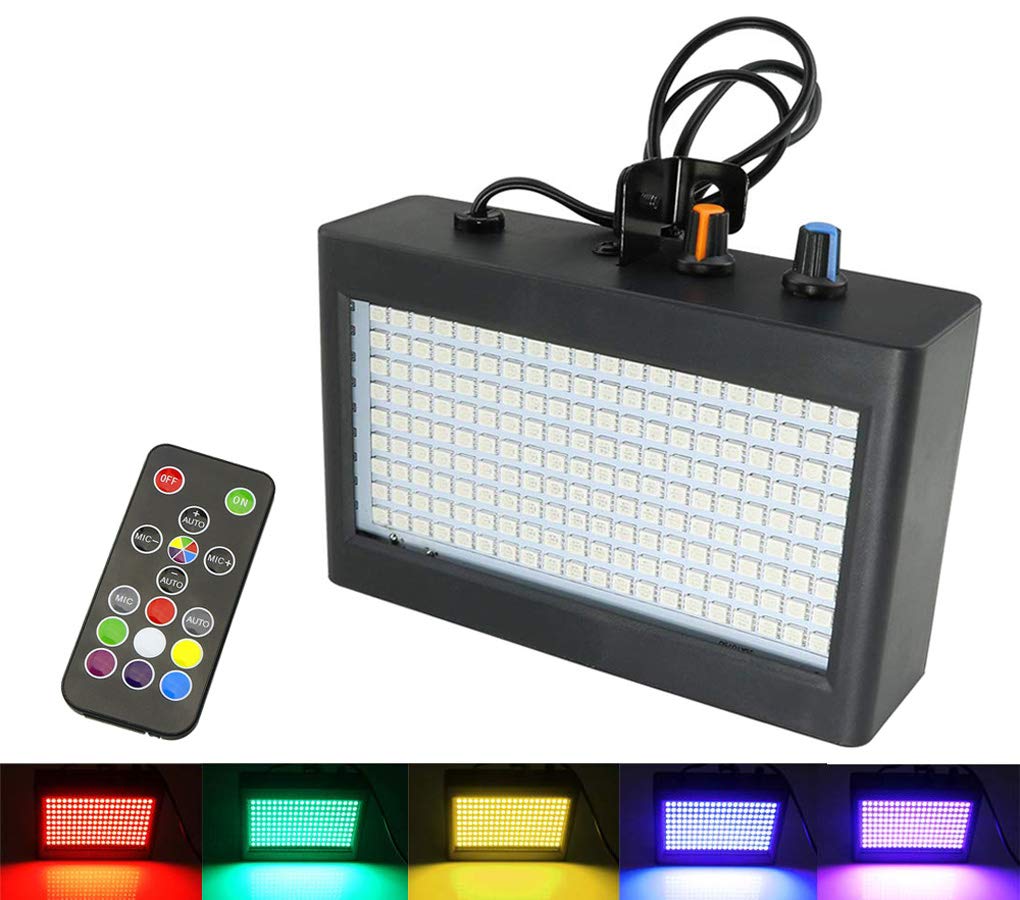 Strobe Lights, AZIMOM Mini 35W 180 LED Sound Activated Stage Lights for Party RGB Super Bright Flash Auto Speed Adjustable Halloween Bar Wedding KTV Concert Disco DJ Stage Lighting