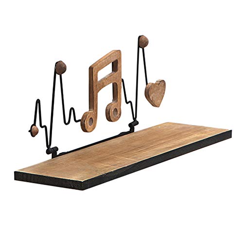 ZART HOME 24" Floating Shelf with Music Note - Hanging Mounted Kitchen Storage Shelves - Wall Decoration Shelf for Living Room(Brown)