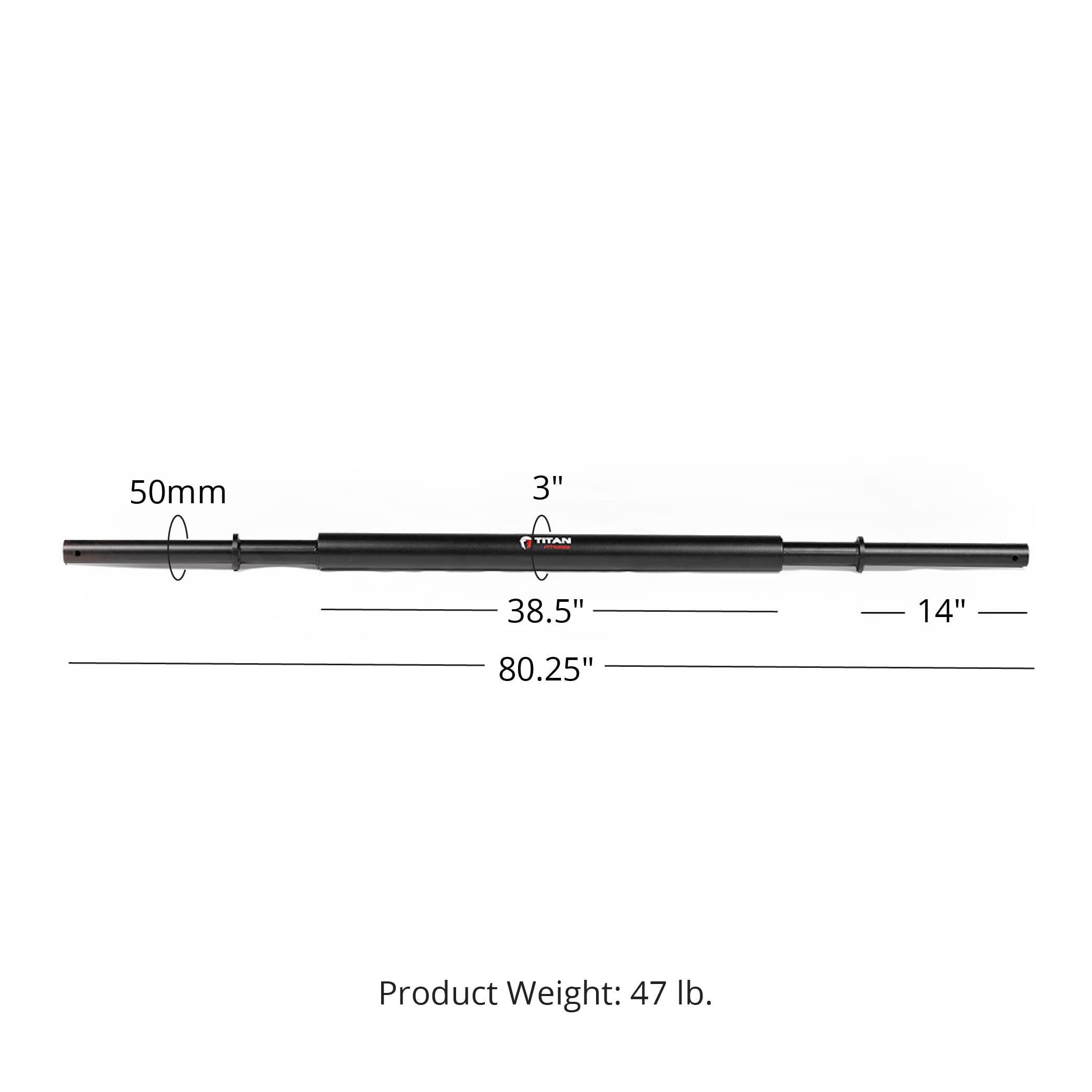 Titan Fitness Round Grip String Bar, Fat Grip 3" Strength Training, 47 LB Bar, Fits Olympic Sized Weight Plates, Perform Pulls, Deadlifts, Thick Bar Training and Muscle Endurance