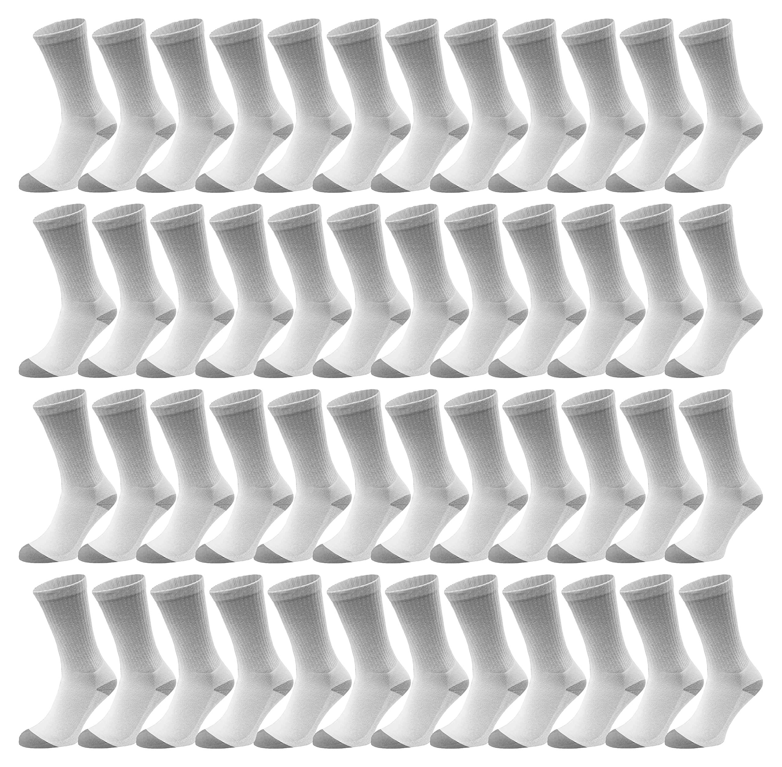 Winterlace 48 Pairs Crew Socks for Men Women Kids, Wholesale Bulk Cotton Basic Sport Sock, Donation