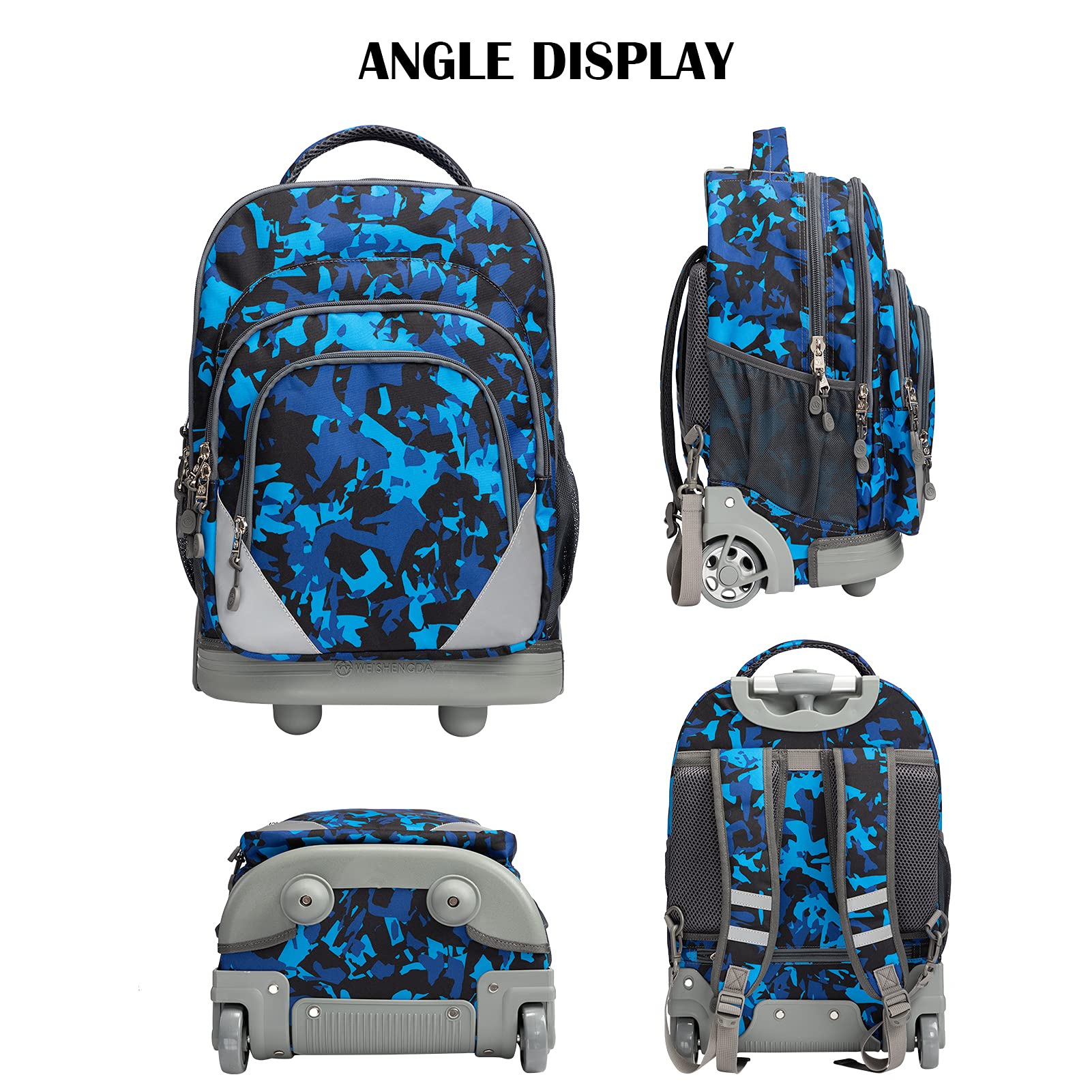 WEISHENGDA 18 inches Wheeled Rolling Backpack for Adults and School Students Short Trip Books Laptop Trolley Bags, Red Star