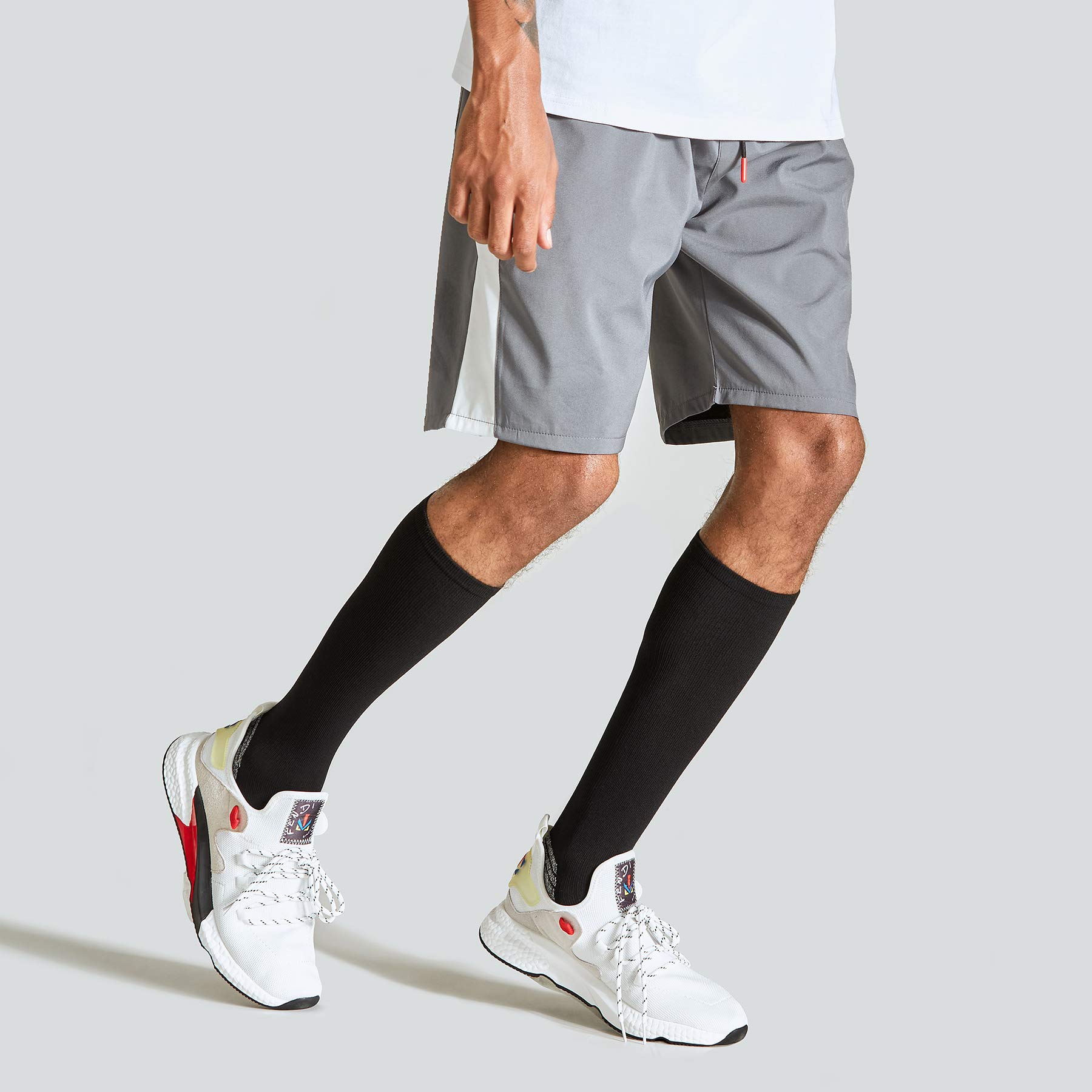 WANDER 6 Pairs Men's Athletic Run Cushion Over-the-Calf Tube Socks(2Green+2Red+2Yellow,size:9-12)