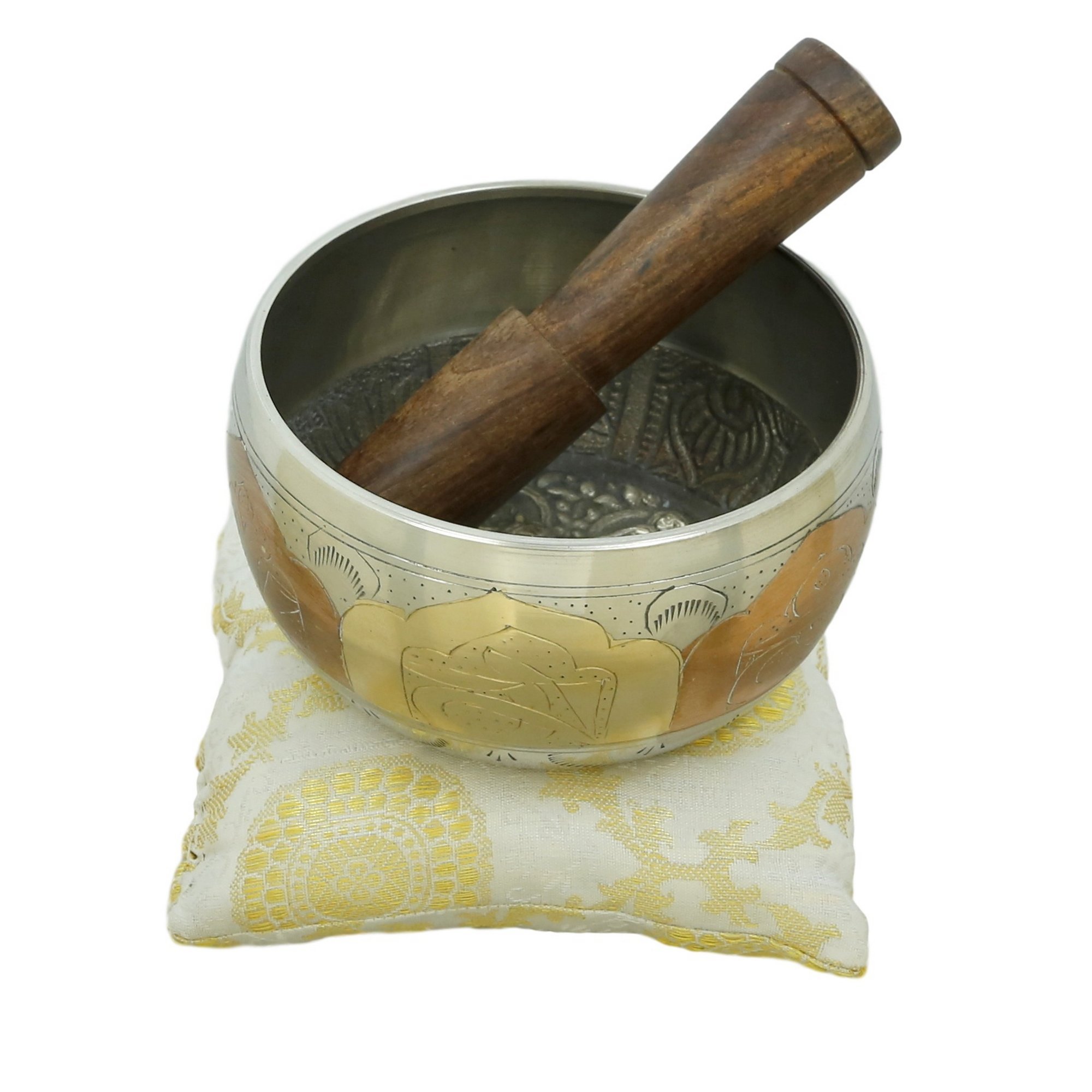 Tibetan Buddhist Small Singing Bowl with Cushion from India for Meditation Sound Healing Prayer Percussion Musical Instrument 4 Inch