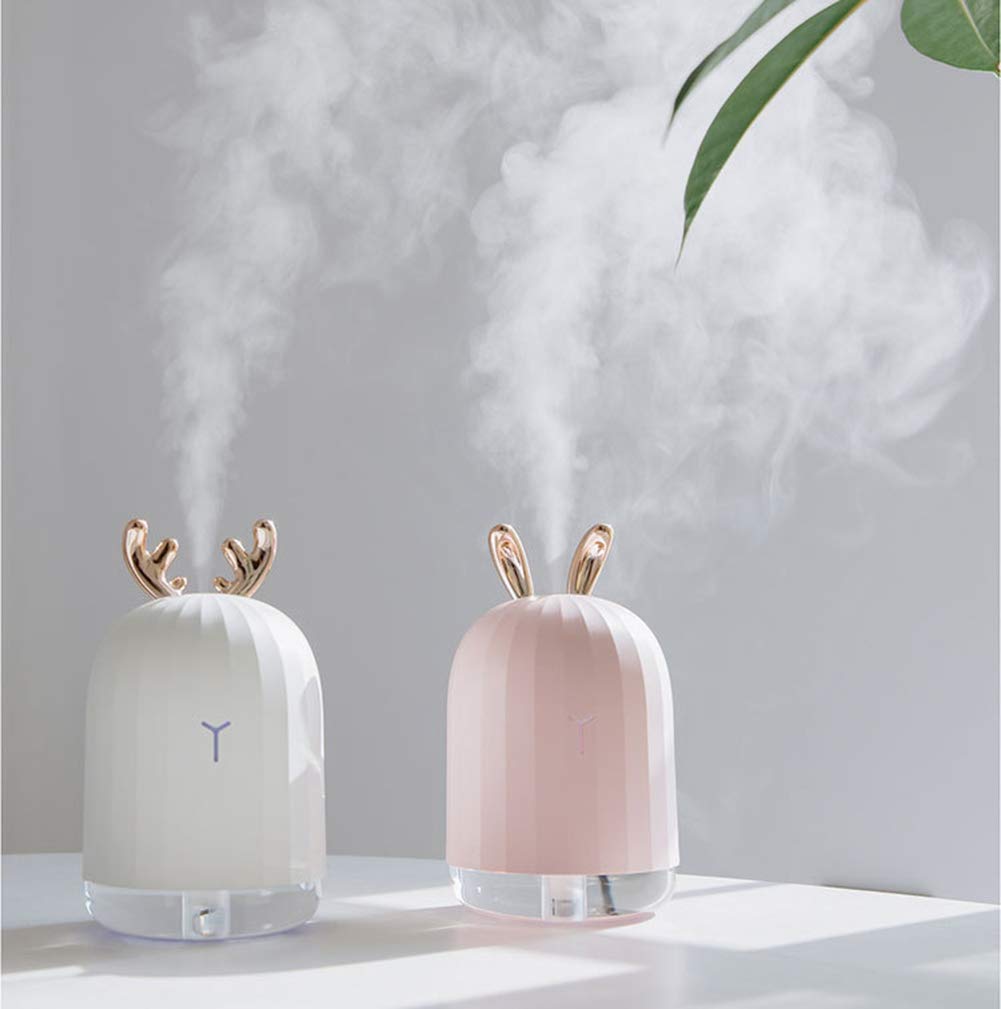 UODBUYO Mini Portable Desk Humidifier - Cute Rabbit USB Cool Mist Air Humidifier with Night Light for Bedroom Office Desktop Car Travel