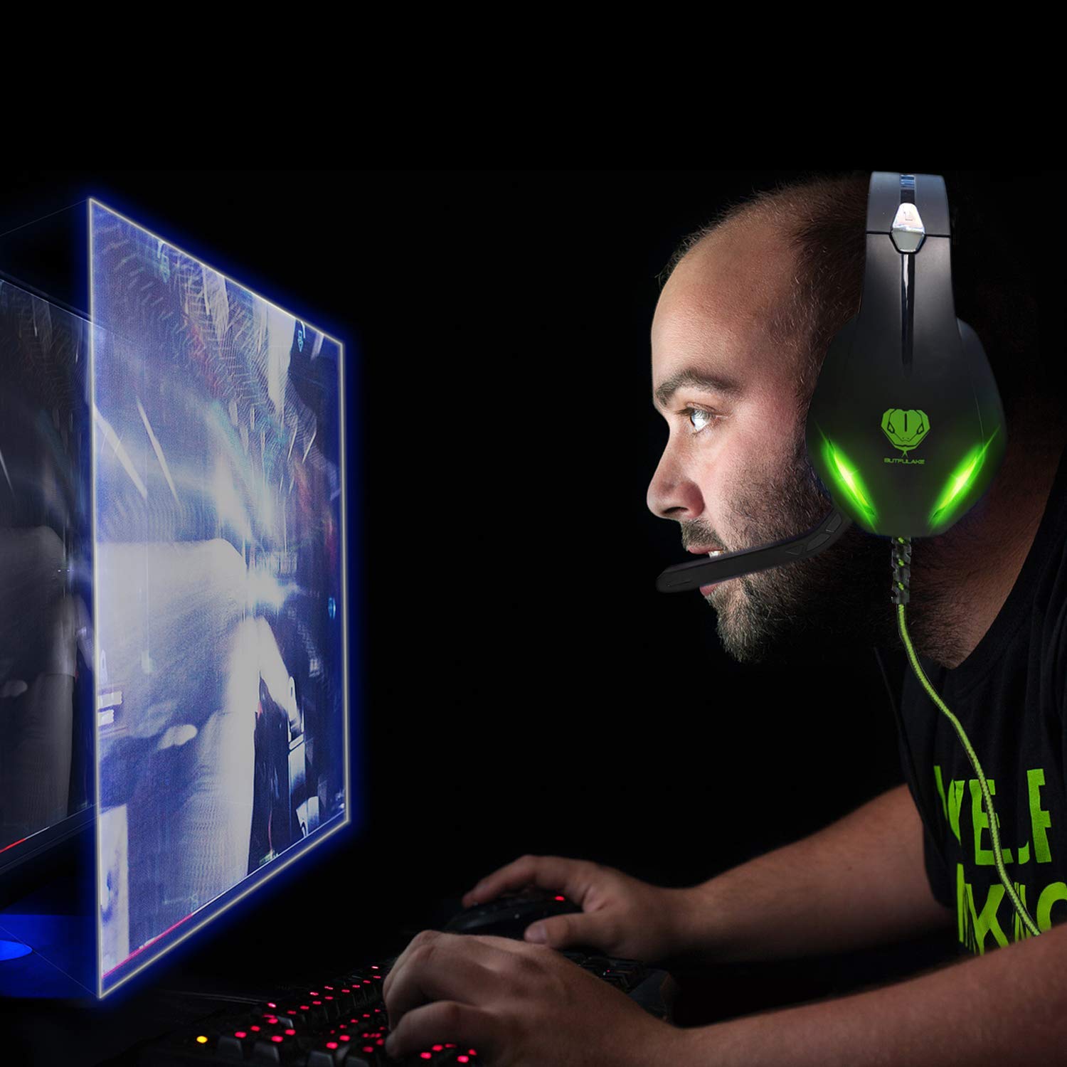 Vimbo Gaming Headset with Microphone for PS5 PS4,Xbox One,Laptops,PC,Phones, Stereo Over Ear Gaming Headphones with Noise-Canceling Microphone and LED Light