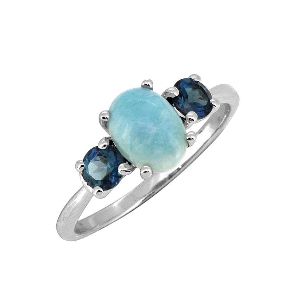 YoTreasure 1.66 Cts. Larimar London Blue Topaz Solid 925 Sterling Silver Ring