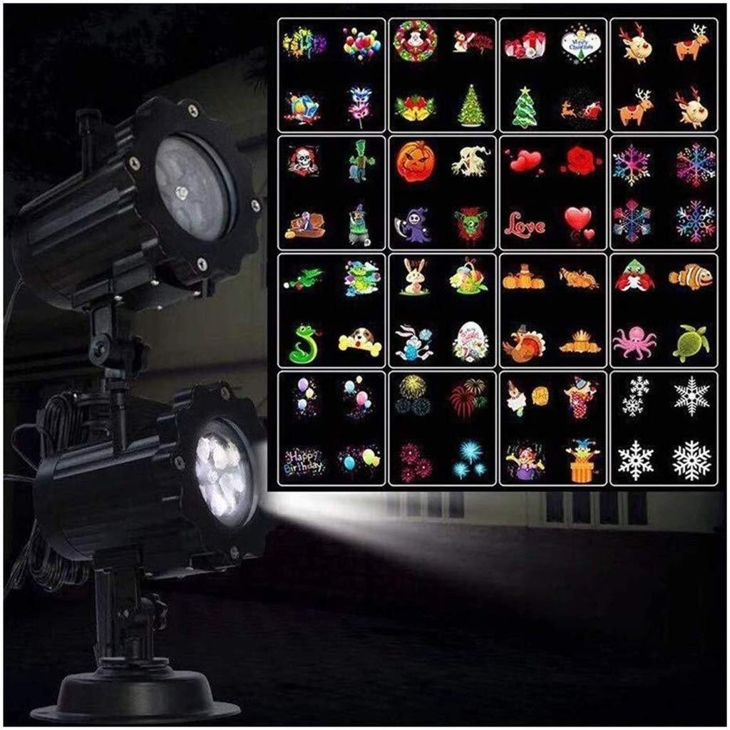 ZBM--ZBM Christmas Light Projector,16 Pattern Snowflake Projector Lights With Remote Control, IP65 Waterproof Rotating Snowfall Landscape Light For Garden Christmas Halloween Party Wedding Home Decora