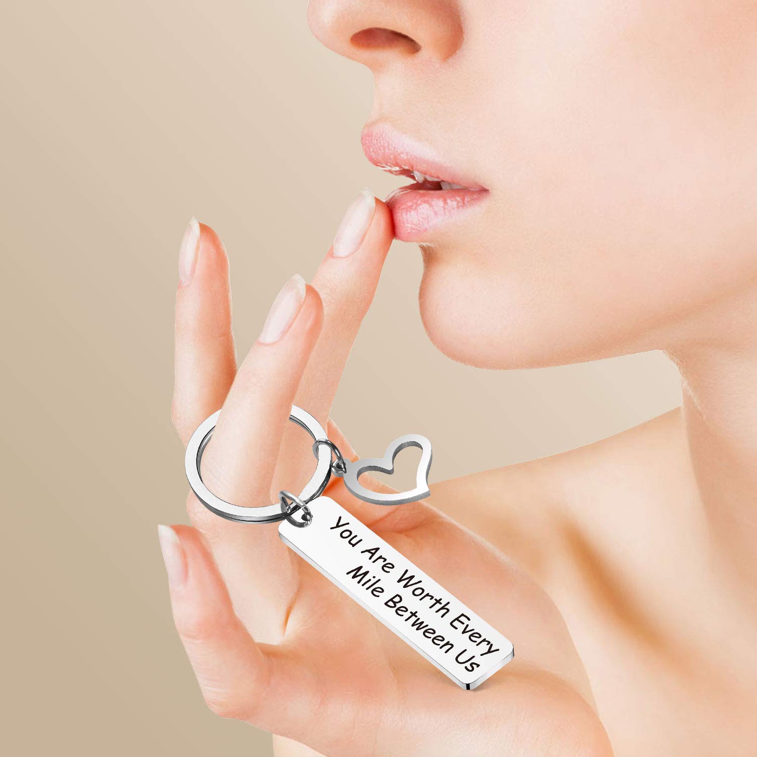 WENATA Long Distance Relationship Gift Couples Keychain You Are Worth Every Mile Between Us Going Away Farewell Gift Anniversary Deployment Gift
