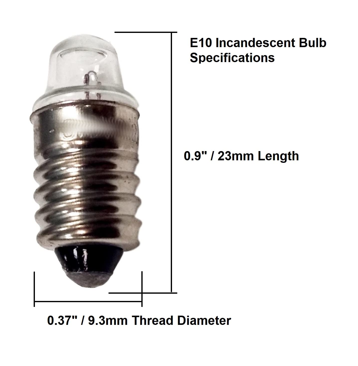 Sci-Supply Pack of 10 E10 Miniature Screw Base Light Bulbs, 1.5V / 0.3A Flashlight Style, Incandescent …