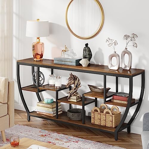 Tribesigns 70.9 Inch Long Sofa Table with Shelves, Rustic Console Table with Storage, Industrial Entryway Table TV Stand, Behind Couch Table Accent Tables for Living Room, Hallway, Foyer