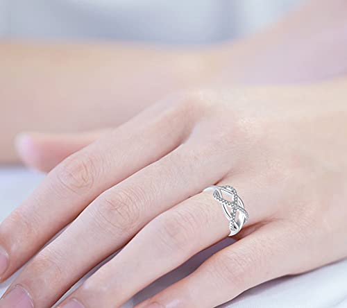 YL Infinity Anniversary Rings 925 Sterling Silver Engagement Cubic Zirconia Heart Ring for Women-size7