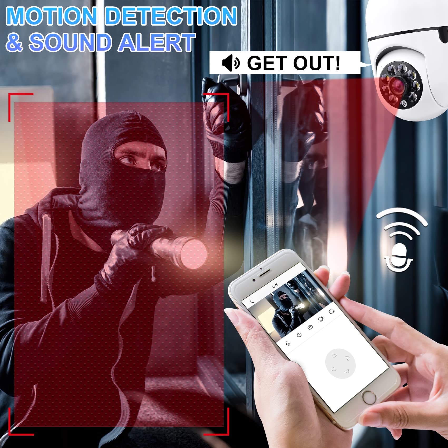 SYEYYDS Light Bulb Security Camera, 1080P 2.4G WiFi Security Camera 360 Degree Night Vision Light Socket Security Camera for Home Security (2pack)