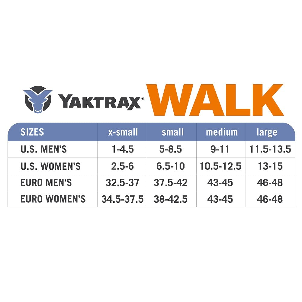 YakTrax Men's Yaktrax Walker Winter Traction Device Black X Small, Black, X-Small EU Shoe Size 34-37 UK