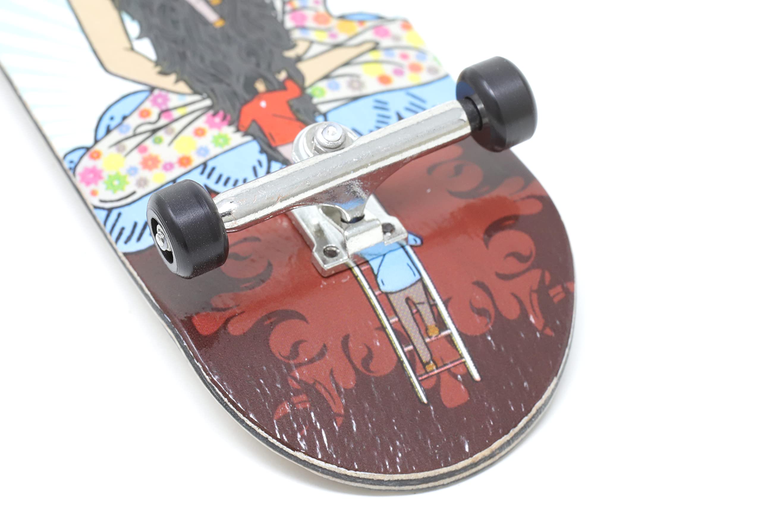 Skull Fingerboards® Hippie Jesus 34mm Pro Part Upgraded Complete Professional Wooden Fingerboard Mini Skateboard 5 PLY Premium Grade Veneer with Polyurethane ABEC Bearing Wheels