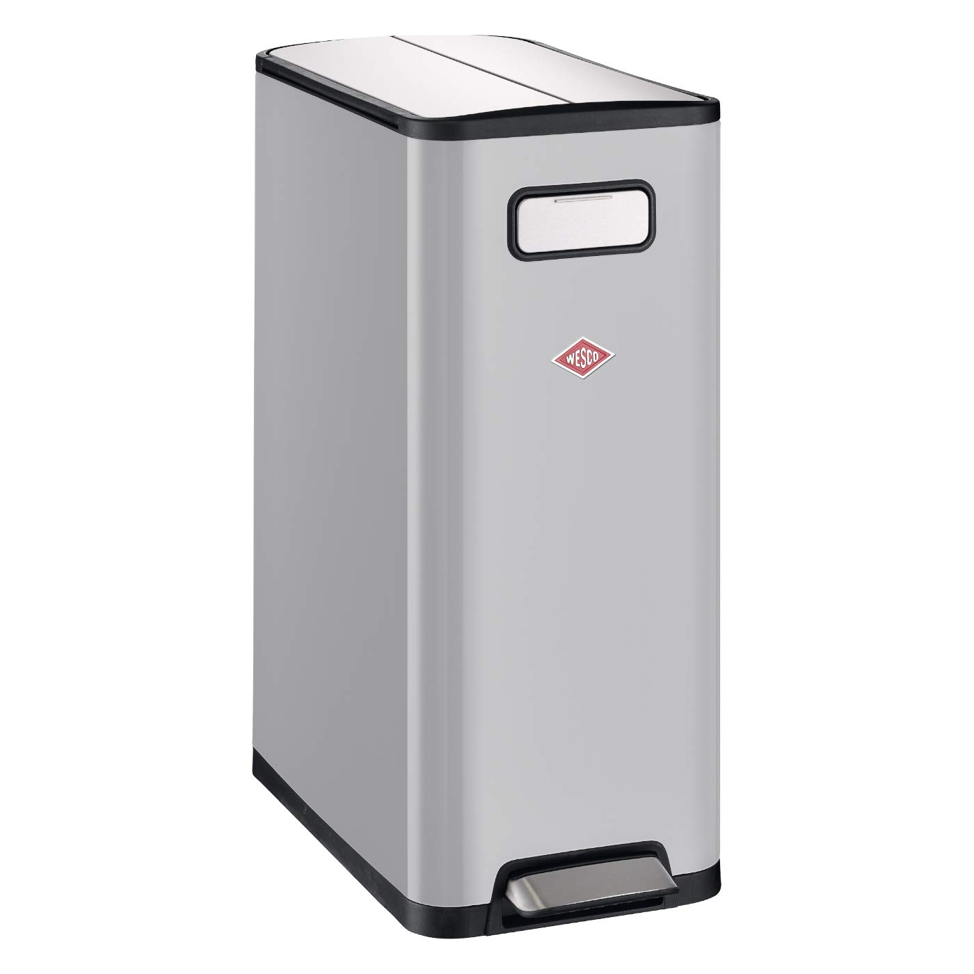 WESCO 381511-76 Pedal Trash Can, Cool Gray, Size: 10.8 x 20.9 x 26.0 inches (27.5 x 53.2 x 66.1 cm), Double Open, Separate Pedal Bin