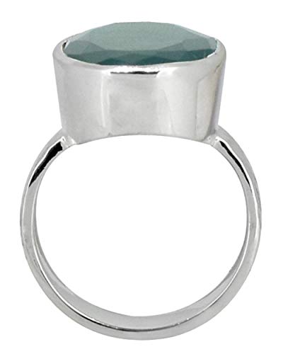 YoTreasure 13x18 MM Green Onyx Solitaire 925 Sterling Silver Hammered Ring