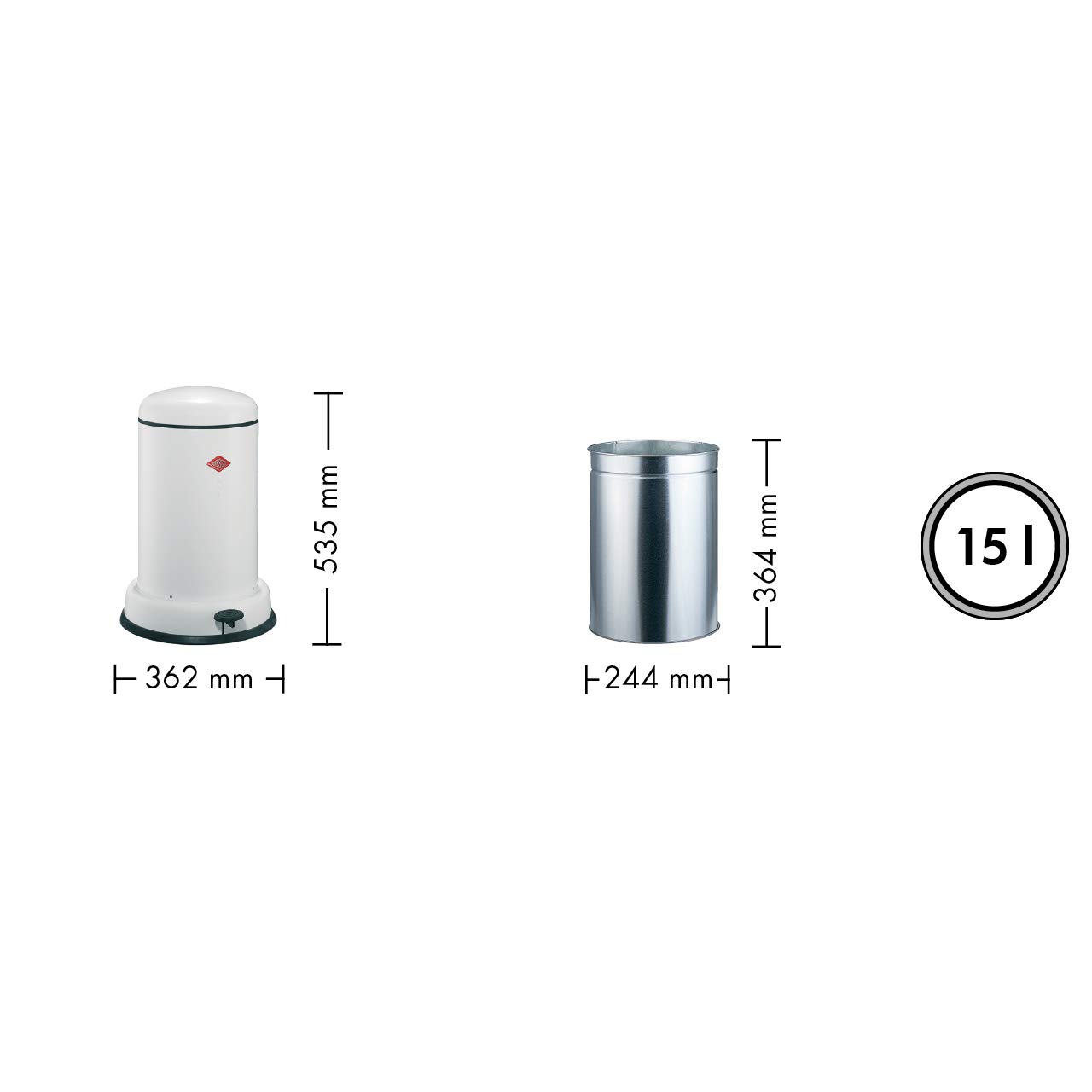 WESCO BASEBOY 134331-51 Pedal-Type Trash Can, Mint, Size: Diameter 14.3 x Height 21.1 inches (36.2 x 53.5 cm), Pedal Bin, 3.9 gal (15 L)