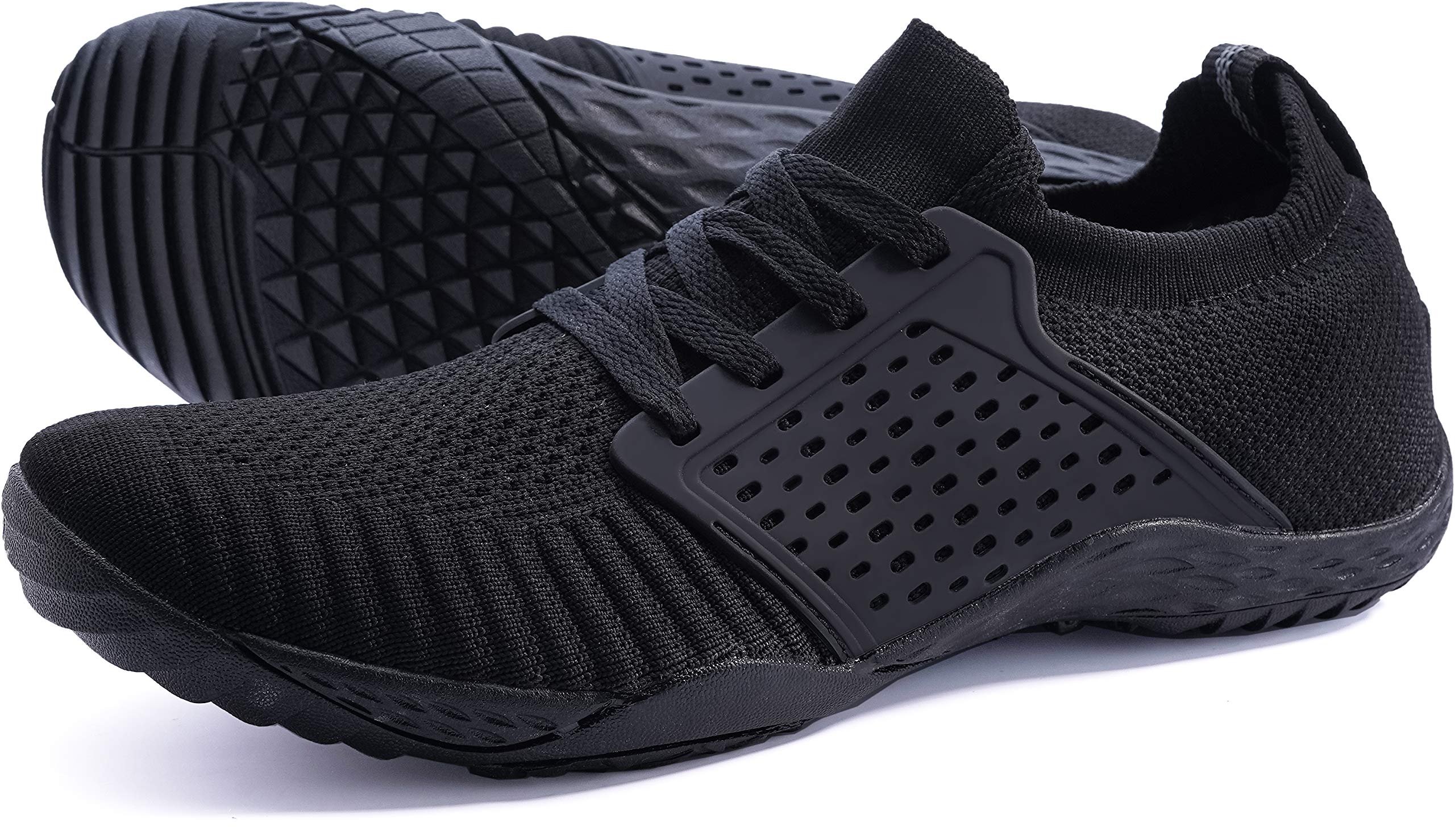 WHITIN Women's Low Zero Drop Shoes Minimalist Barefoot Trail Running Camping Size 7.5-8 Wide Toe Box Female Fitness Workout Sneaker Lightweight Black 38