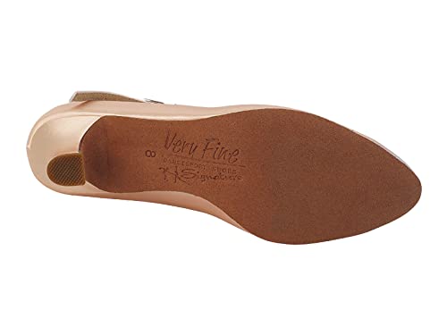 Very Fine Dancesport Shoes - Ladies Waltz, Tango, Foxtrot Ballroom Dance Shoes - S9137-2" Heel & Heel Protector (Flesh Satin, Size 7)
