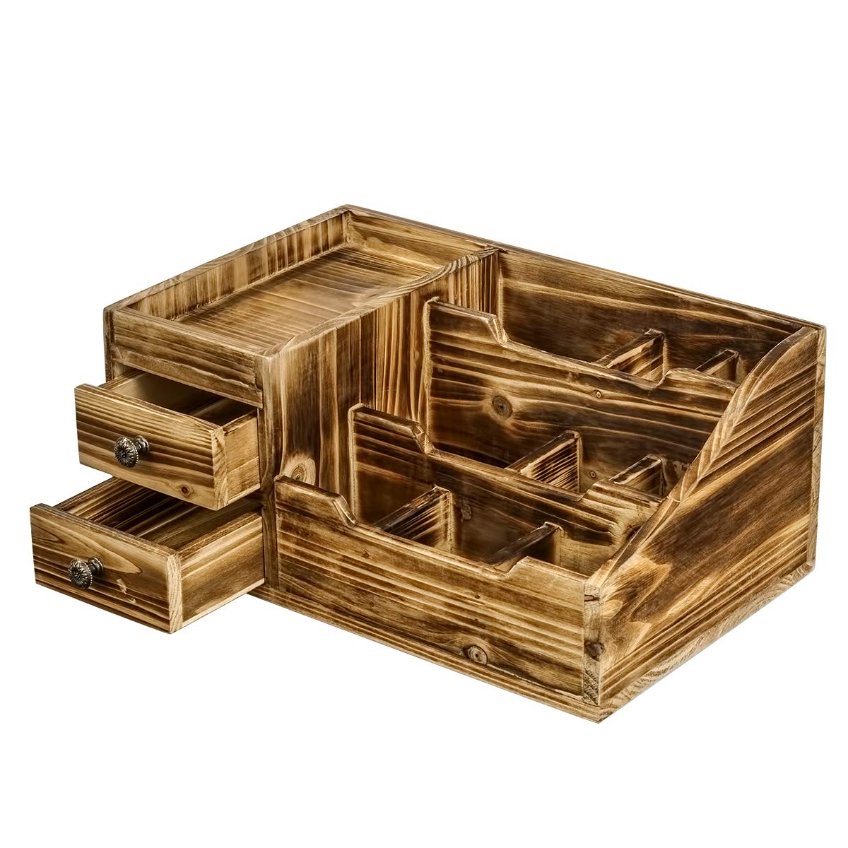 XCSOURCE Rustic Wooden Desk Organizer Cosmetic Organizer Storage Makeup Organizer and Storage Organize Storing of Makeup Tools at Home Office Bathroom Organizer Rustic Brown