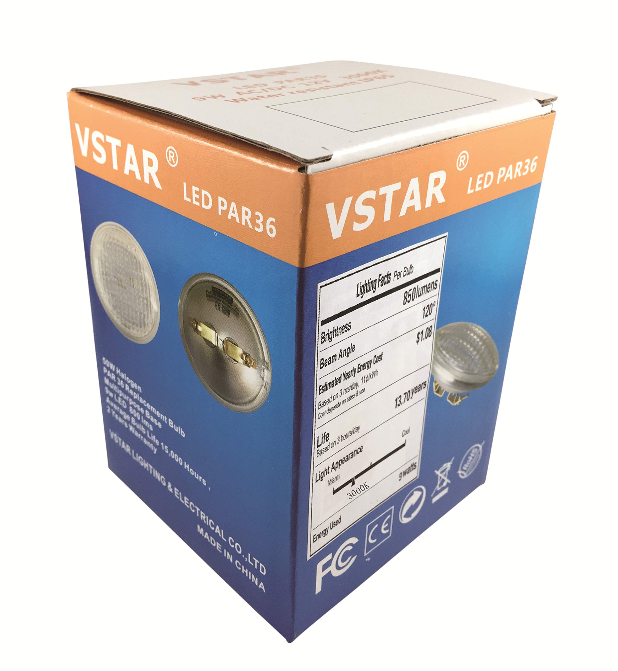 VSTAR LED PAR36 9W 12V Warm White,Multi-Purpose Base,Landscape Lighting(Pack of 6)